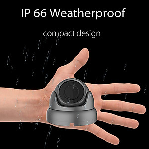 honic Clear Night Vision 5MP HD TVI/AHD, 4MP CVI Wide Angle Dome CCTV Security Camera, 2.8mm Lens Indoor Outdoor IR Waterproof Analog Surveillance Camera (Metal, Grey)