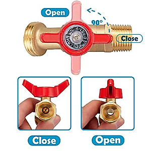 Minimprover Premiunm Brass Hose 90 Degree Elbow Stop Valve Hose Bibb Boiler Drain 1/2" Male NPT MIP Inlet ×3/4" Male GHT Threaded Garden Hose Connector Adapter Water Shut-Off Valve Faucet