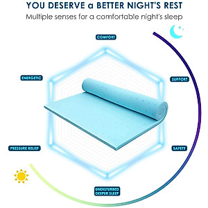 Nelaukoko Memory Foam 2 Inch Queen Mattress Topper Mattress Pad, Gel Infused Soft Bed Topper Bed Mattress Toppers for Pressure Relieving