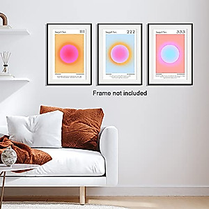 Angel Numbers Set 111,222,333 Poster Minimalist Wall Art Print, Halo Poster Aesthetic Preppy Picture for Wall Art Living Room Decor Set of 3 12"x16" Unframed.