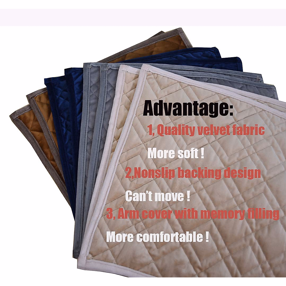 HAOMAIJIA Sofa Armrest Cover, Recliner Chair Arm Cover,Armchair Slipcover Nonslip Quilted Furniture Protector for Leather Sofa Couch (ALatte, 20 x24 Inches Sofa Armrest Cover-2 Pieces)