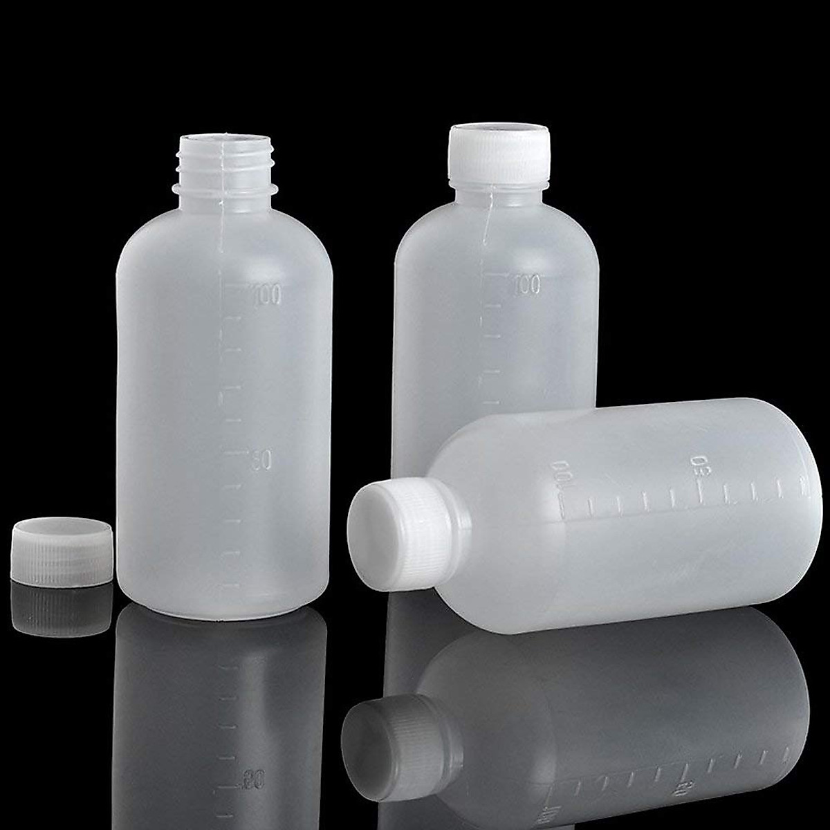 GDGY 20Pcs 100Ml, 3.4OZ PE Plastic Empty Small Mouth Graduated Lab Chemical Container Reagent Bottle Sample Sealing Liquid Medicine Bottle (20pcs 100ml, 3.38)