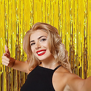 6 Pack Blue Foil Fringe Curtains Party Backdrop, 3.28 x 8.2 ft Metallic Foil Tinsel Fringe Backdrop Door Fringe for Photo Wedding Birthday Bridal Showers Graduation Theme Party Decorations.