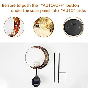 FERTGO Garden Solar Light Outdoor Decorative, Moon Decor, Crackle Glass Ball Metal Garden Stake Light for Pathway, Lawn, Patio, Yard