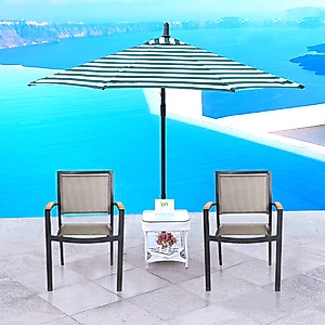 LUCKYERMORE Set of 4 Stacking Metal Patio Dining Chair - Heavy Duty Frame and Comfortable Mesh Seat Armchair for Commercial Restaurant Use