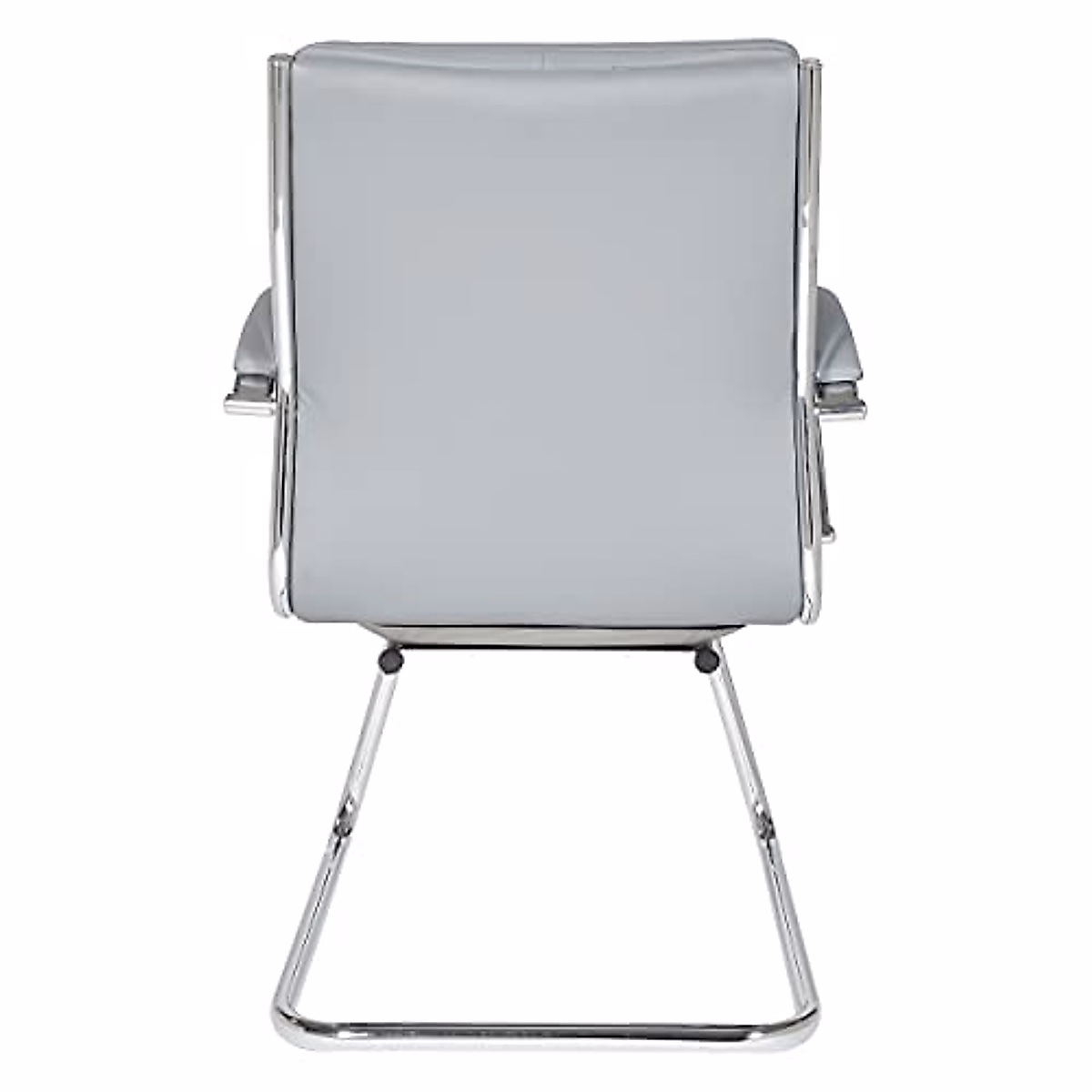 Office Star FL Series Mid-Back Faux Leather Visitor's Chair with Padded Loop Arms and Chrome Finish Base, Charcoal Grey