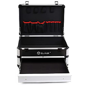 ELIAUK Portable Aluminum Tool box with Drawer Storage Carrying Toolbox
