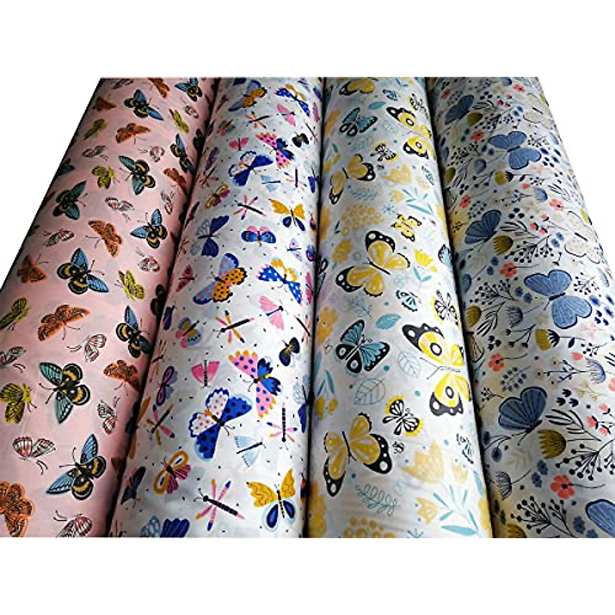 18" x 22" Fat Quarters Quilting Cotton Fabric Bundles for Sewing, 8 PCS Butterfly