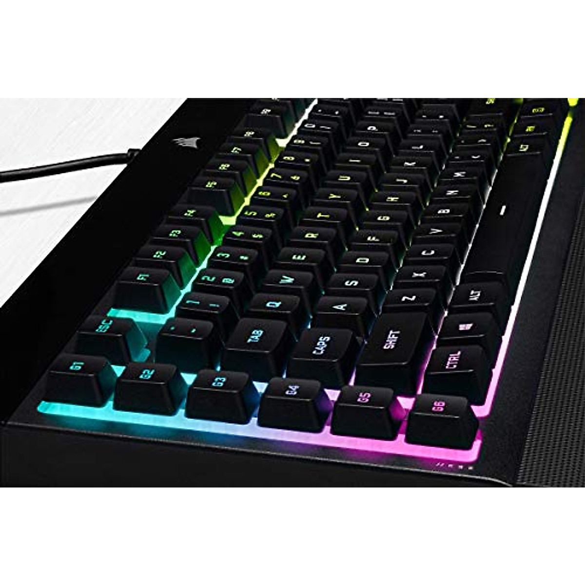 Corsair K55 RGB PRO XT - Dynamic Per-Key RGB Backlighting - Six Macro Keys with Elgato Stream Deck Software Integration-IP42 Dust and Spill-Resistant-Detachable Palm Rest-Media and Volume Keys-Black
