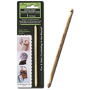 Clover 1308/J Double-Ended Tunisian Crochet Hook (J/6.0 mm), 6.0mm, Beige