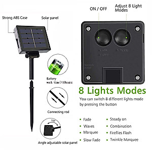 LRIFUE Solar 8 Lightning Modes Powered String Light 55ft/17m 240 LEDs Starry String Lights Copper Wire Lights Ambiance Lighting for Outdoor, Gardens, Homes, Dancing, Christmas Party(Warm White)