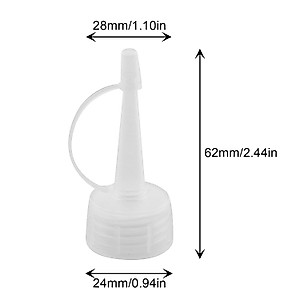 JCBIZ 20pcs Precision Tip Applicator Caps Replacement Transparent Plastic 24 Threads Dispensing Caps for Squeeze Bottles Glue Bottles, Painting, Crafts Repair