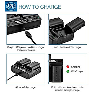 BM 2-Pack of LP-E6N Batteries and Dual Battery Charger for Canon EOS R, EOS R5, EOS 90D, EOS 60D, EOS 70D, EOS 80D, EOS 5D II, 5D III, 5D IV, EOS 6D, EOS 6D II, EOS 7D, EOS 7D II, XC10, XC15 Cameras