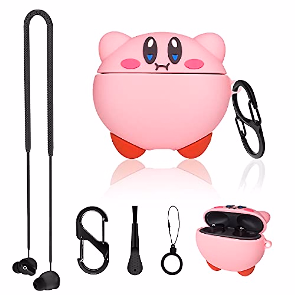 for 2021 Beats Studio Buds Case Cover, AIBEAMER Shockproof Silicone Protective Cute Cover 3D Cartoon Anime Design for Beats Studio Buds Case with Keychain for Girls Kids Women(New Star Kabi Case)