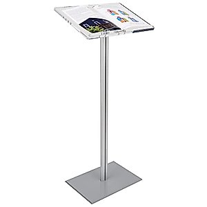 Displays2go CLRLECBNDS Floor Standing Speaking Podium, Slanted Top, Quick Assembly, Silver