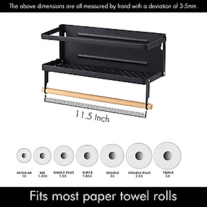 KES Magnetic Paper Towel Holder for Refrigerator Matt Black Magnetic Spice Rack Magnetic Shelf Refrigerator Organizer Wall Mount , KRR501A-BK