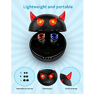 Kids Wireless Headphones, Bluetooth Little Devil Headphones with Charging case, Boys Sports Waterproof Stereo Game Headphones, 36H Play time Light Ears