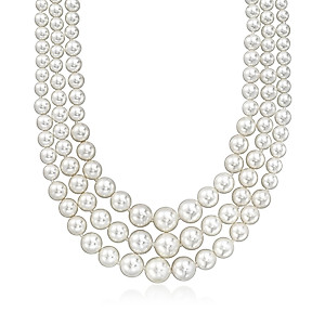 Ross-Simons 6-12mm Shell Pearl Graduated 3-Strand Necklace with Sterling Silver