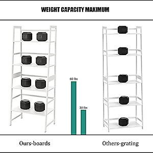 WTZ Bookshelf Book Shelf, Bookcase Storage Shelves Book case, Ladder Shelf for Bedroom, Living Room, Office MC-801(White)