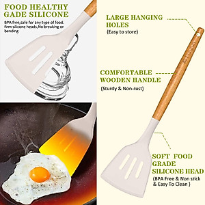 Kitchen Cooking Utensil Set, Fungun 35 pcs Cooking Utensils - Nonstick Kitchen Utensils Cookware Set Spatula Set -Kitchen Gadgets Utensils Set, Kitchen Tools Gift-khaki