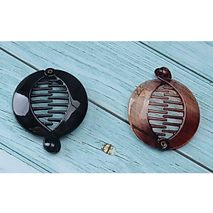 Sowaka 2 Pcs Small Banana Hair Clip Comb Fashion Locking Round Plastic Fishtail Hair Clip Grips Ponytail Holder for Women Girls Hair Styling Long Straight Curly Thick Hair (Black and Brown)