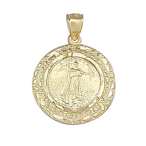 Walking Liberty Coin And Bezel Pendant 10K Yellow Gold