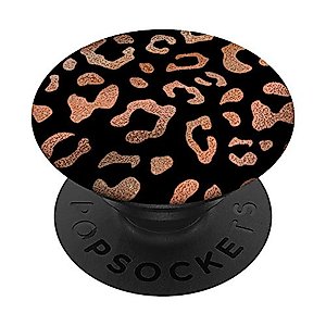 Rose Leopard Cheetah Black PopSockets Swappable PopGrip