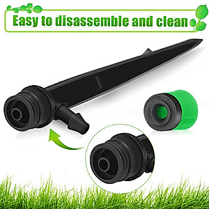 Remagr 300 Pcs Adjustable Drip Emitters for 1/4 Inch 360 Degree Water Flow Drippers Drip Irrigation Tubing with Stake Irrigation Sprayers for Garden Irrigation System Lawn Flower Bed