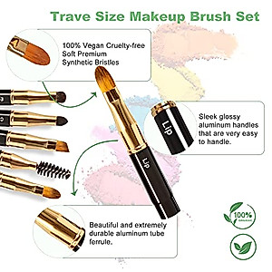 Velony Vacay Eye Makeup Brush Set, Travel Size Makeup Brush Eyebrow Makeup Brushes for Eyeshadow, Concealer, Lashes, Lip, 5 Piece Set