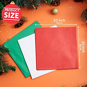 JOYIN 72 Sheets Christmas Tissue Paper Assortment (Red, Green & White) in 20" x 20" for Christmas Wrapping Tissue Paper, Party Supply