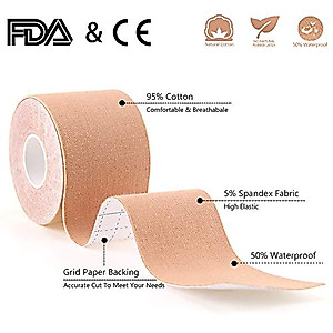 AUPCON Kinesiology Tape Elastic Kinesiology Therapeutic Athletic Tape Hypoallergenic Breathable Cotton Sports Muscle Tape Therapy Recovery Support for Knee Shoulder Ankle Elbow Shin Neck Splints