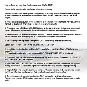 Remote Key Fob Replacement Fits for Chevy Traverse 2007-2016 Tahoe Suburban GMC Acadia Yukon XL Buick Enclave Cadillac Escalade Saturn Outlook FCCID: OUC60270 OUC60221 15913415