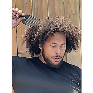 Chicago Comb Model 11 Carbon Fiber, Large Hair Pick, Anti-Static, 7.5 Inches (19 cm), Made in USA