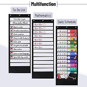 Mr. Pen- Daily Schedule Pocket Charts, 13+1 Pocket, 26 Double Sided Reusable Cards(13 Colored+13 Blanked), 12.8”x35” Pocket Chart for Classroom, Classroom Pocket Chart, Classroom Schedule Pocket Chart