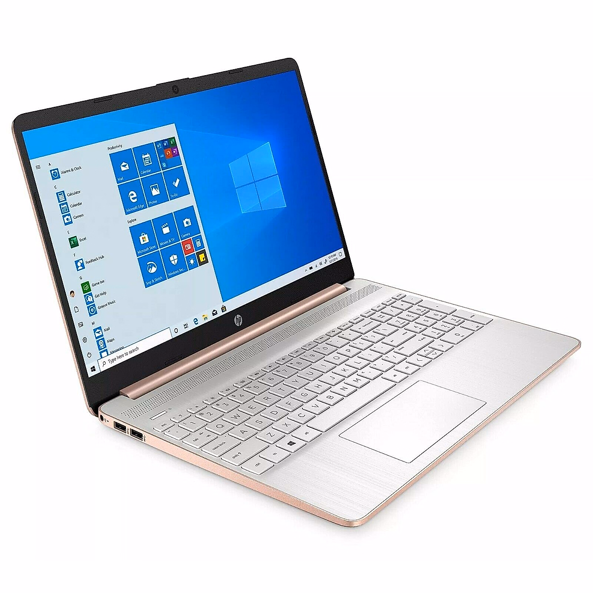 HP 15-ef1073wm, 15.6" HD Screen, AMD Athlon Silver 3050U, 4 GB DDR4 Memory, 128 GB SSD, 1-Year Office 365, Win 10 Home S Mode, Rose Gold