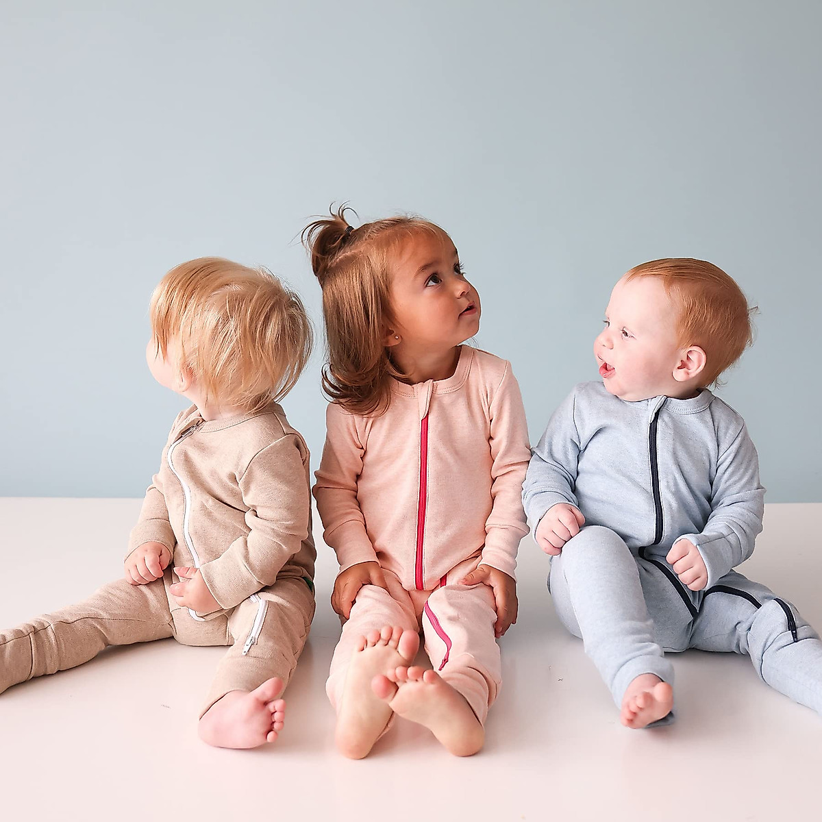 PARADE Organic Snuggle Soft Melange '2-Way' Zipper Romper Pink Melange 0-3M with Mitts