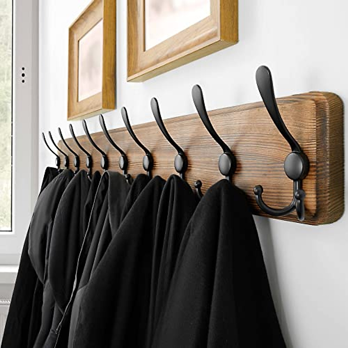 SKOLOO Rustic Large Coat Rack Wall Mount: 38.3'' Long Coat Rack for Wall, Wood Coat Rack Hook, Farmhouse Coat Hanger Wall Mount for Hanging Jacket Coat