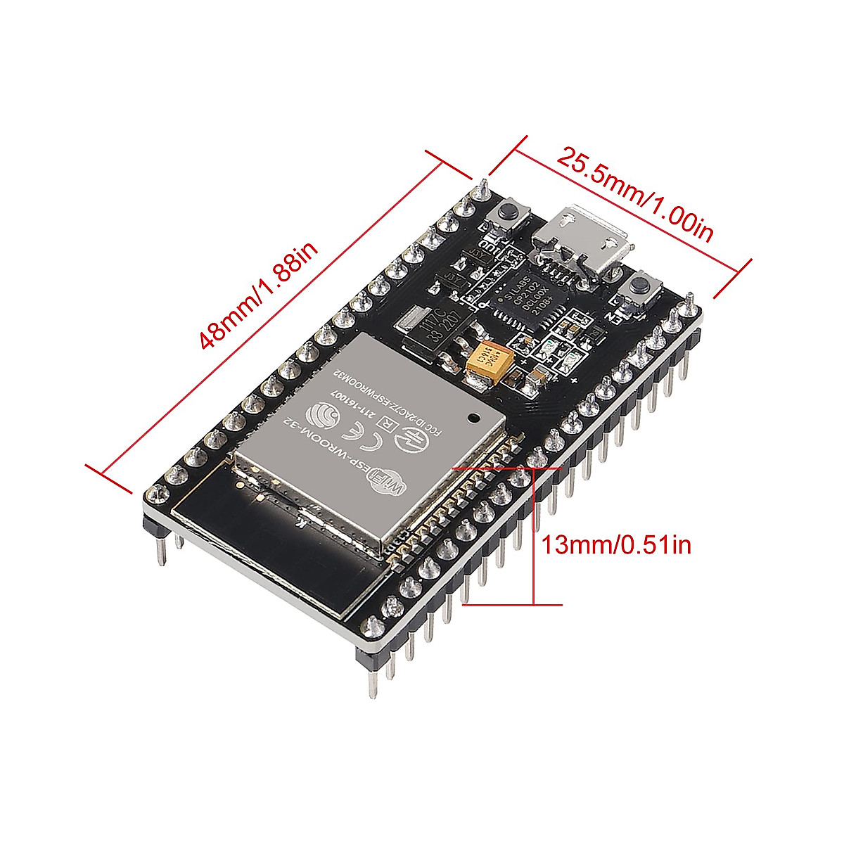 AITIAO 2Pcs ESP32 ESP-WROOM-32 Development Board Chip CP2102 38pins 2.4 GHz Dual Core WLAN WiFi + Bluetooth 2-in-1 Microcontroller for ESP32