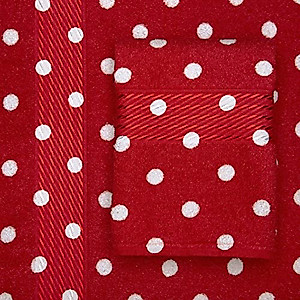 Cackleberry Home Polka Dot Bathroom Cotton Terry Hand Towels 20 x 30 Inches, Set of 2 (Crimson Red)