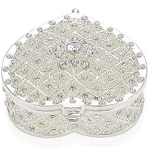 ELLDOO Heart Shape Jewelry Box Wedding Box Keepsake Box Ring Earring Small Trinket Storage Organizer Box for Girls Women Wedding Brithday Gift