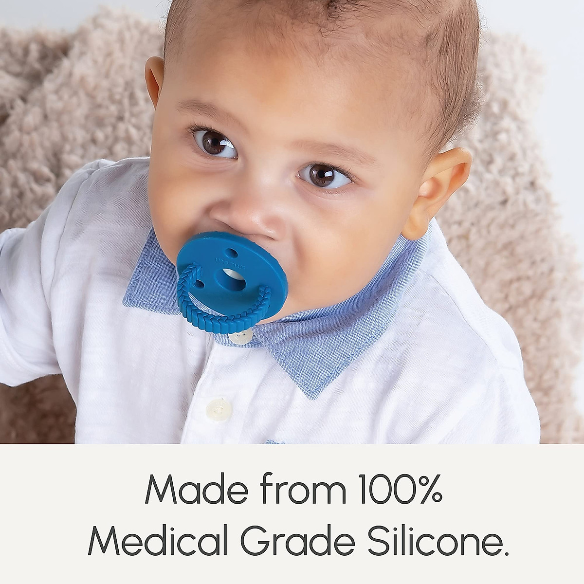 Soothipop Silicone Pacifier Teething Toys for Babies 0-6 Months 12, 18 Months - (2 Pack) Pacifier Shaped Baby Teether, Soft Teething Pacifiers for Babies Baby Teething Relief Bear (Mint & Cream)