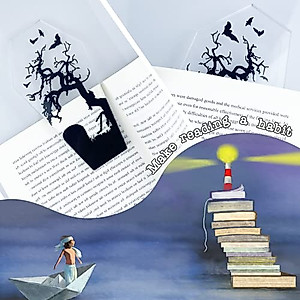 Dounai Horror Bookmarks, Bats Dead Tree Coffin Bookmark Goth Gothic Halloween Horror Creepy Oddities (2PCS) (C)