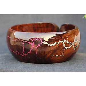 Yarn Bowl Wooden, Lichtenberg Figure & Resin Wooden Yarn Bowl, Crochet Yarn Bowl, Large Yarn Bowl Wood, Yarn Bowls for Wool Storage (Large)