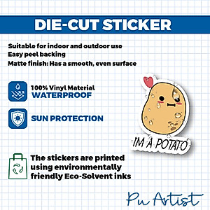Im A Potato Sticker Funny Cute Potato Lover Quotes Vinyl Die Cut Sticker for Car Laptop Phone Water Bottle Guitar Helmet Gift Idea Merchandise Decor Decal Stuff