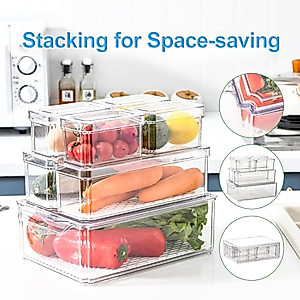 Pure Future 7 Pack Refrigerator Organizer Bins Stackable with Lids, Fridge Organizers and Storage Clear, BPA Free Kitchen and Pantry Organization, Food Storage Containers for Fruits & Vegetables1