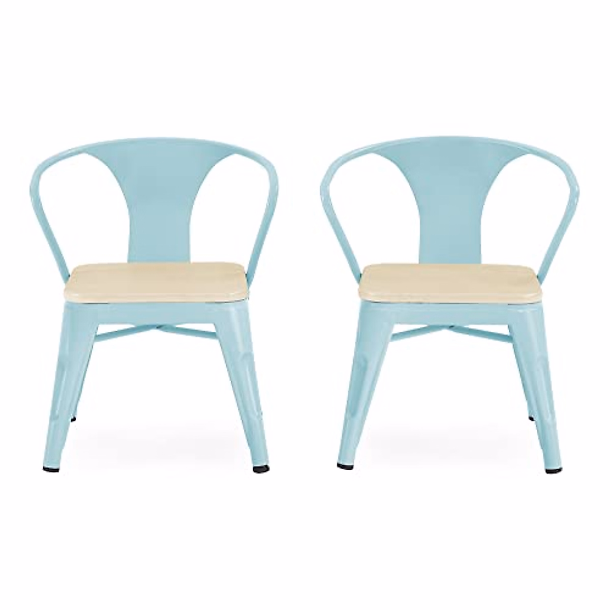 Delta Children Bistro Kids Play Table + Bistro 2-Piece Chair Set (Bundle), Aqua Metal/Natural Birch