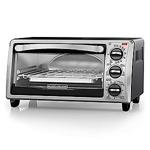 BLACK+DECKER 4-Slice Convection Oven, Stainless Steel, Curved Interior fits a 9 inch Pizza, TO1313SBD