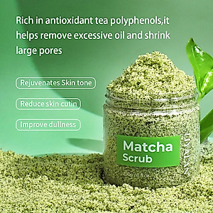Liyalan Matcha Body Scrub Green Tea Exfoliating Body Scrubs for Acne, Smooth Skin,Moisturizing Body, Face, Hand, Foot Scrub