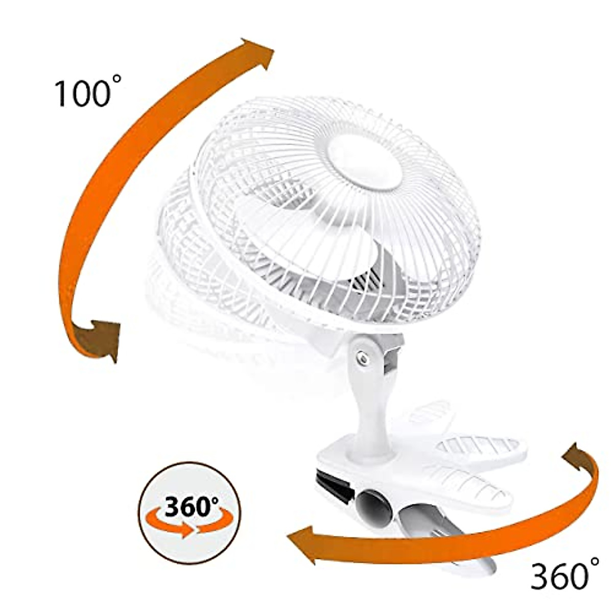 6 inch 2 speed-Adjustable Tilt, 2 in 1 clip and table fan Personal Clip On Fan plug in clip fan For The Home, Office, Dorm White color Fan