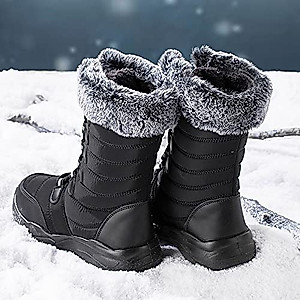 XRCQCAD Snow Boots for Women Pink Cowboy Boots for Women Black And Blue Womens Boots Knee High Sexy Steel Toe Flat Heel Warm Lace Up Boots Mountaineering Comfortable Outdoor Sexy Fashion Boots